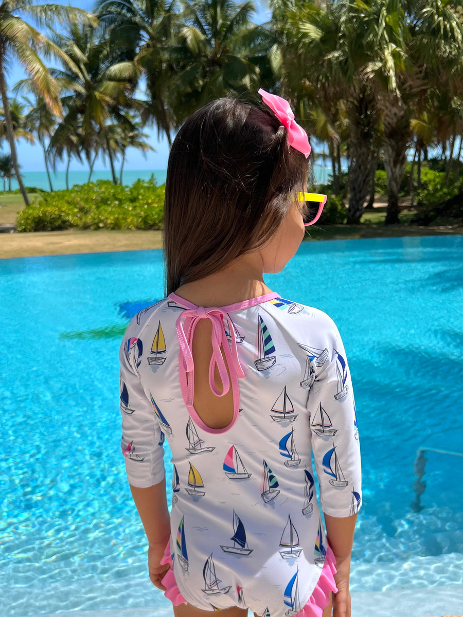 Nautical One Piece Rash Guard Swimsuit – Mauricio & Miranda Kid's Boutique